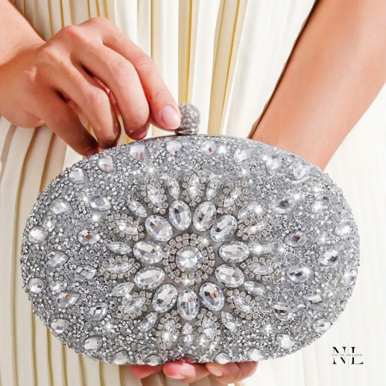 Bolsa Clutch texturizada Cristal- Lillian Prata - Noiva de Luxo